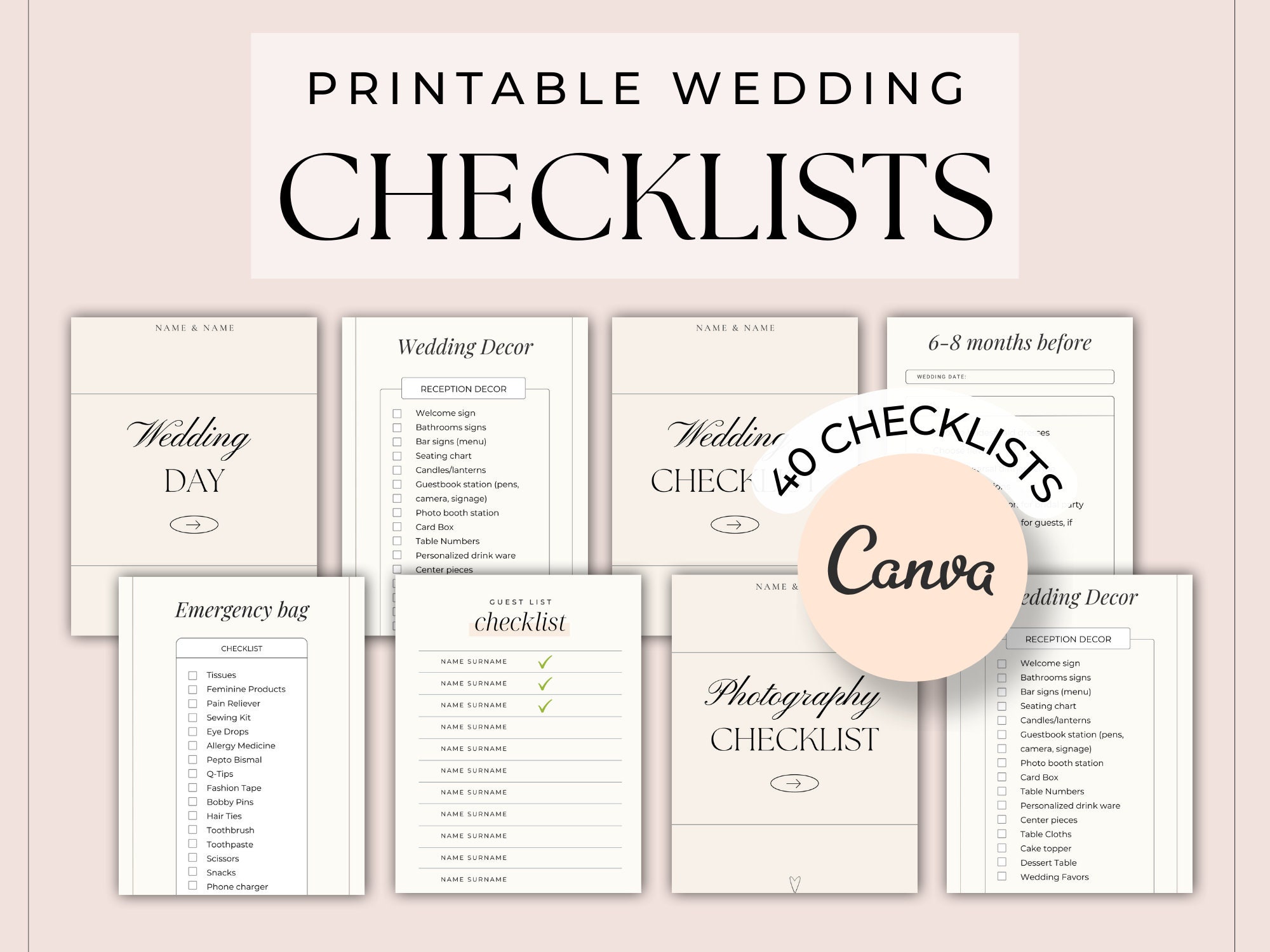 Wedding Checklist Template Download Printable Wedding Planner Small ...