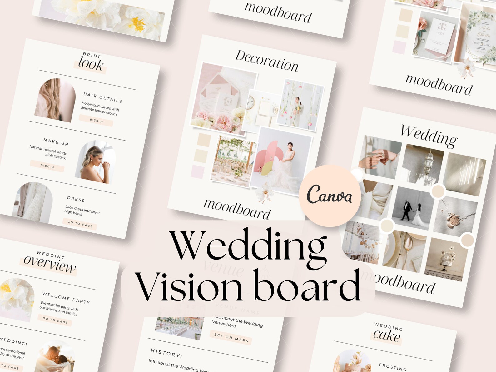 Vision Board Template for Planning Your Wedding. Vision Board Kit. 2024 ...