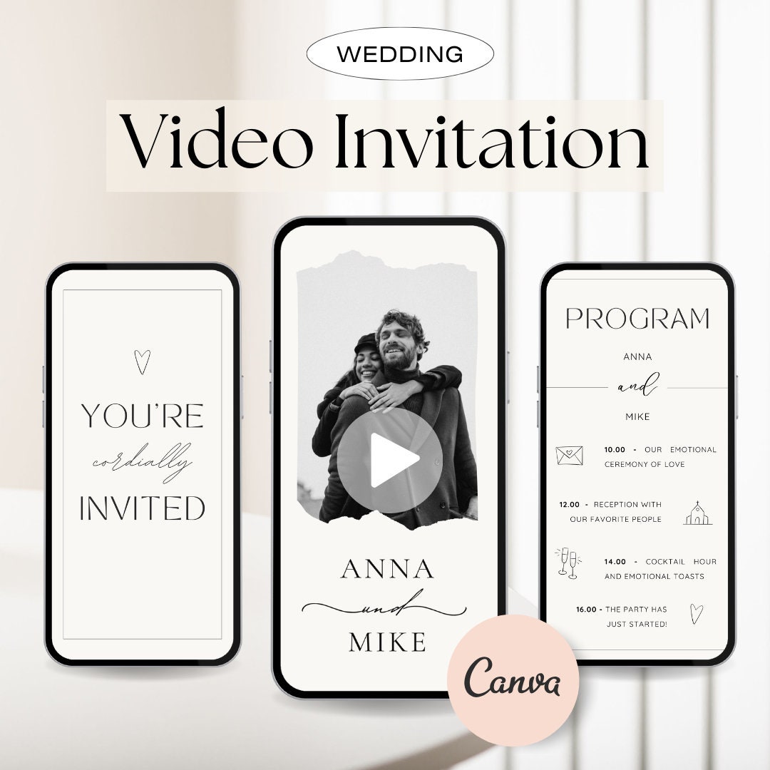 Wedding Video Invitation Save the Date Video Digital Wedding Invite ...
