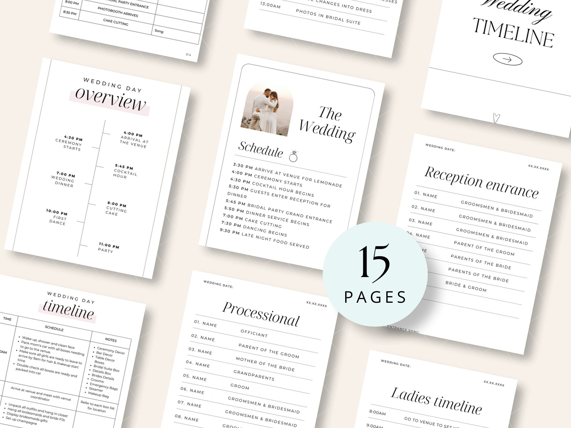 Detailed Wedding Timeline Template. Wedding Organizer Printable Binder ...