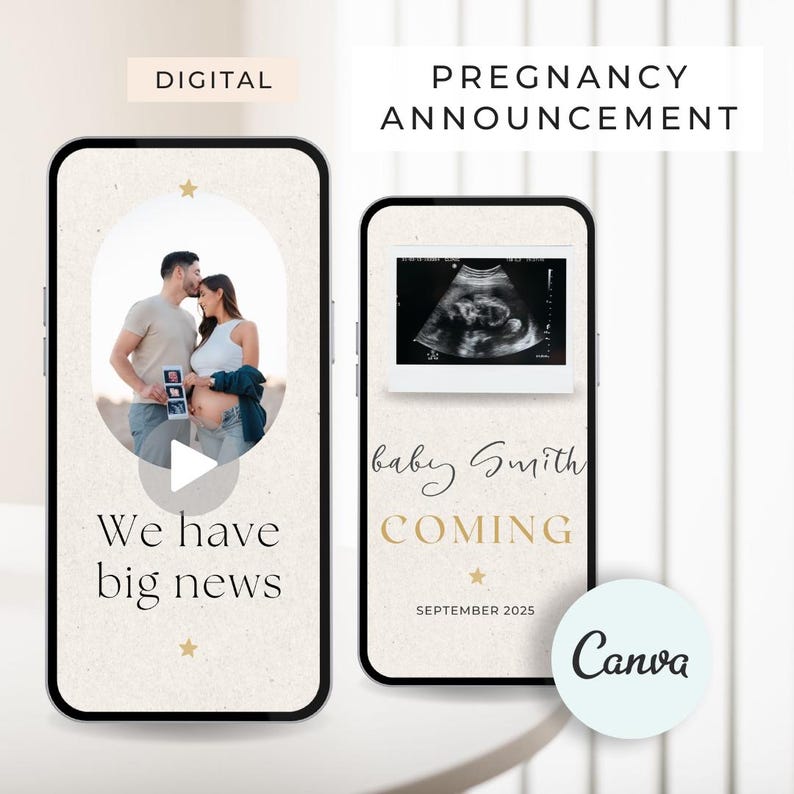 Ultrasound Pregnancy Announcement Video, Editable in Canva (digital ...