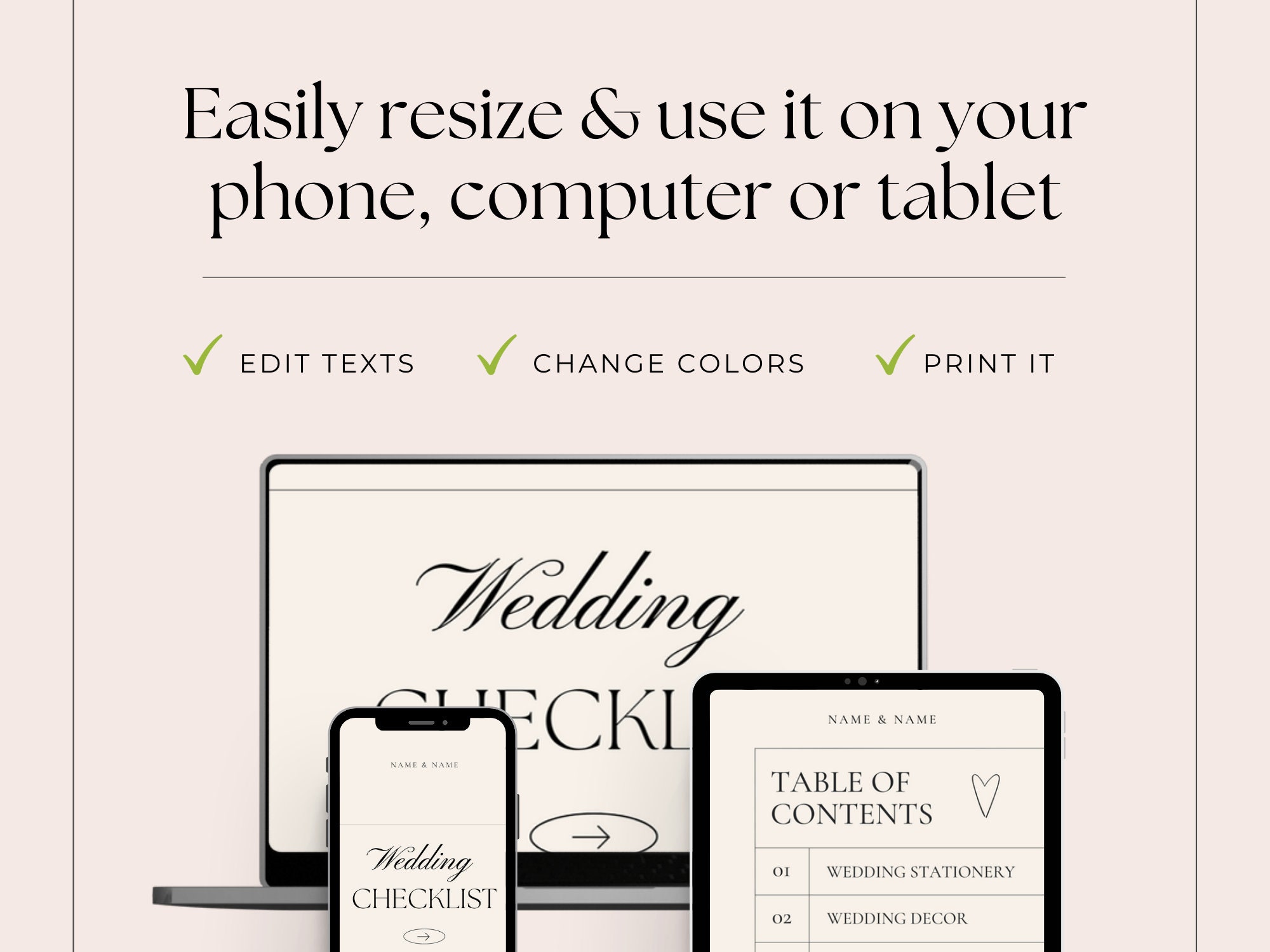 Checklist editable para organizar tu boda sin estrés. Agenda - Etsy España