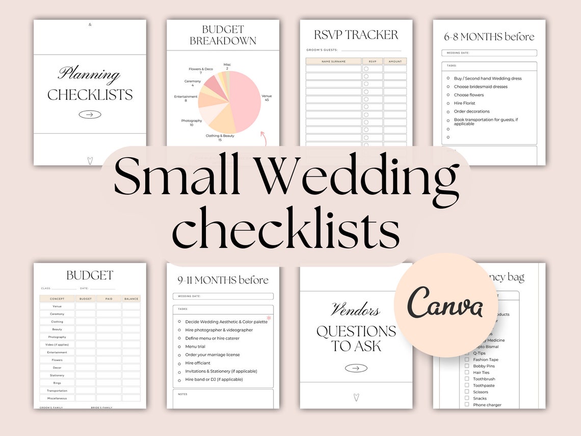 Small Wedding Planner Micro Wedding Planner Wedding Checklist Wedding ...