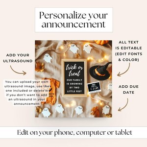Halloween Pregnancy Announcement Digital, Baby Reveal for Social Media ...