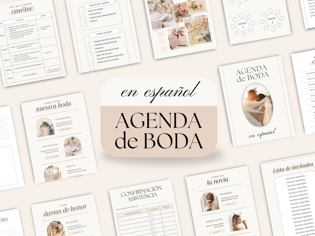 Agenda De Boda Para Imprimir En PDF. Planificador De Boda En Español. Checklist Boda Novia ...