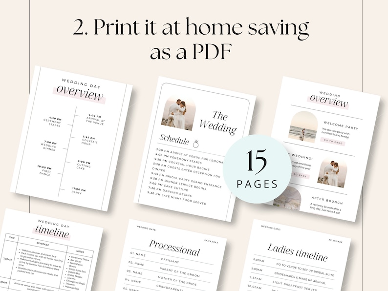 Wedding Day Timeline Template, 15 Page Canva (digital Download) - Etsy ...