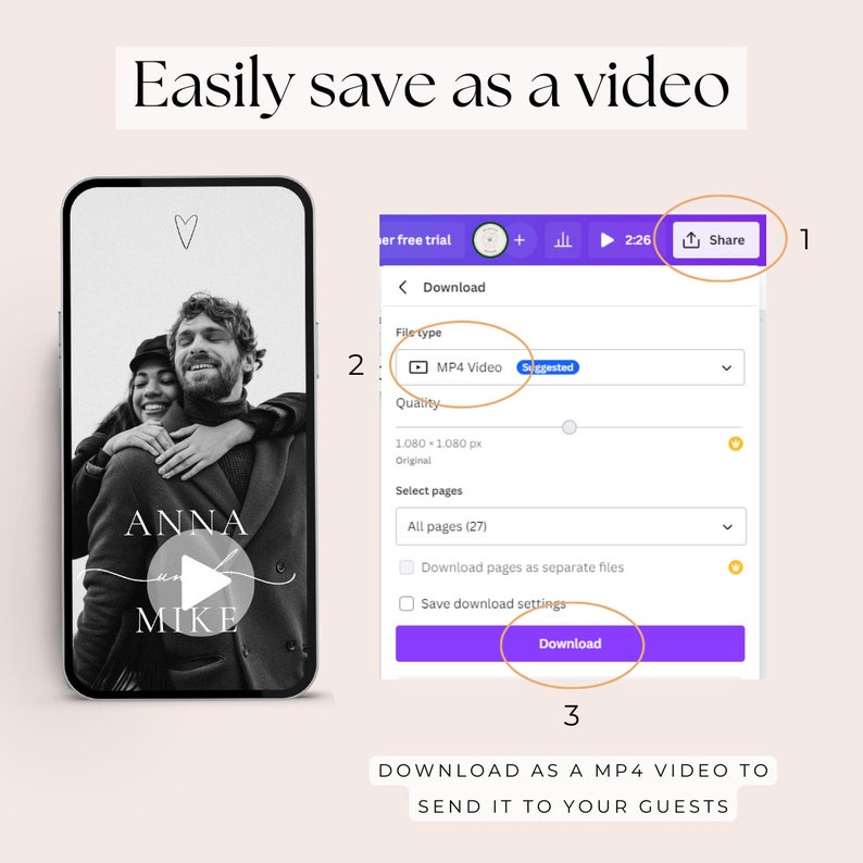Animated Invitation Wedding, Animated Wedding Invite, Digital Invitation Editable in Canva - Etsy