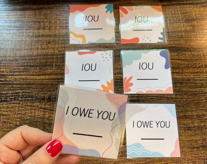 Laminated IOU Card Bundle, I Owe You Slips, IOU Placeholders, Set of 6 ...