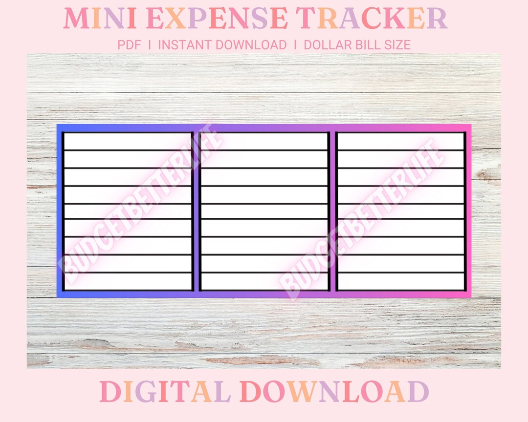 Printable Mini Expense Tracker, Blank Mini Tracker, Fits in Wallet Size ...