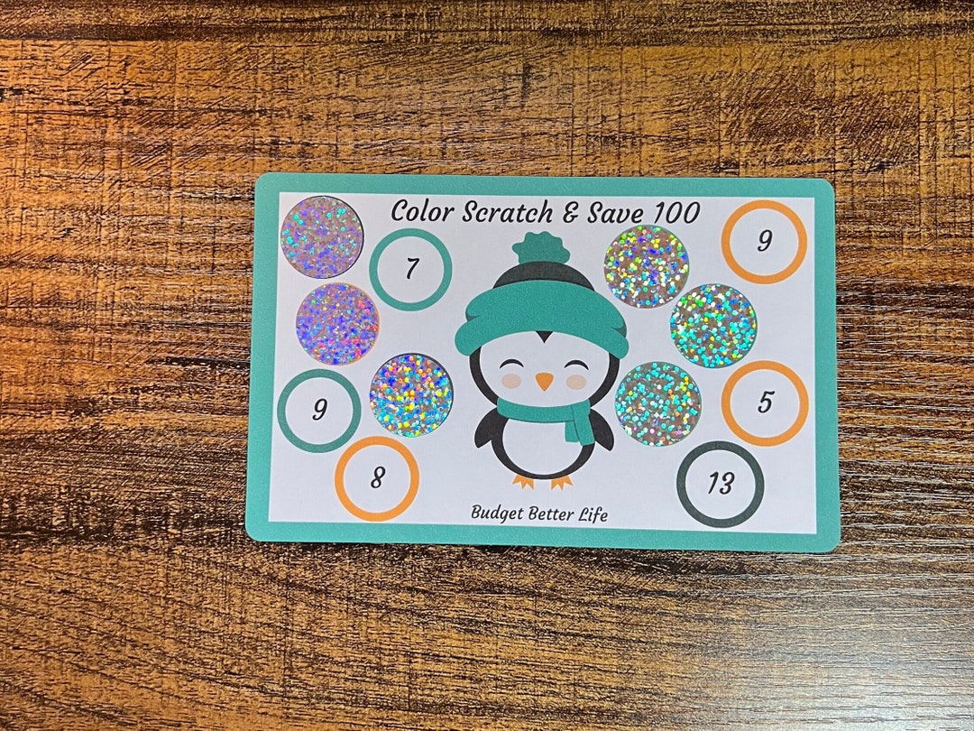 Color Scratch & Save Challenge! Winter Penguin Save 50 or 75, Savings ...