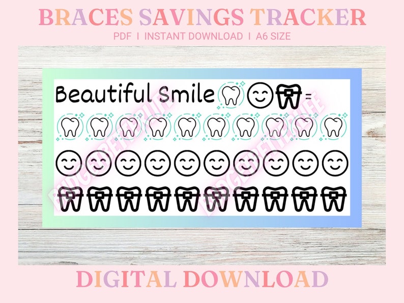 Braces/dental Savings Tracker Fits A6 Size Color Track & - Etsy