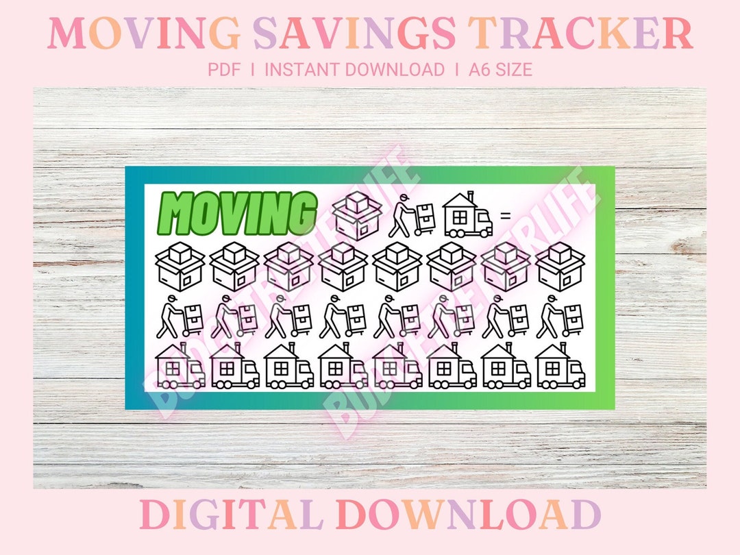 Moving Savings Tracker, A6 Size, Color Track & Save, Moving Savings ...
