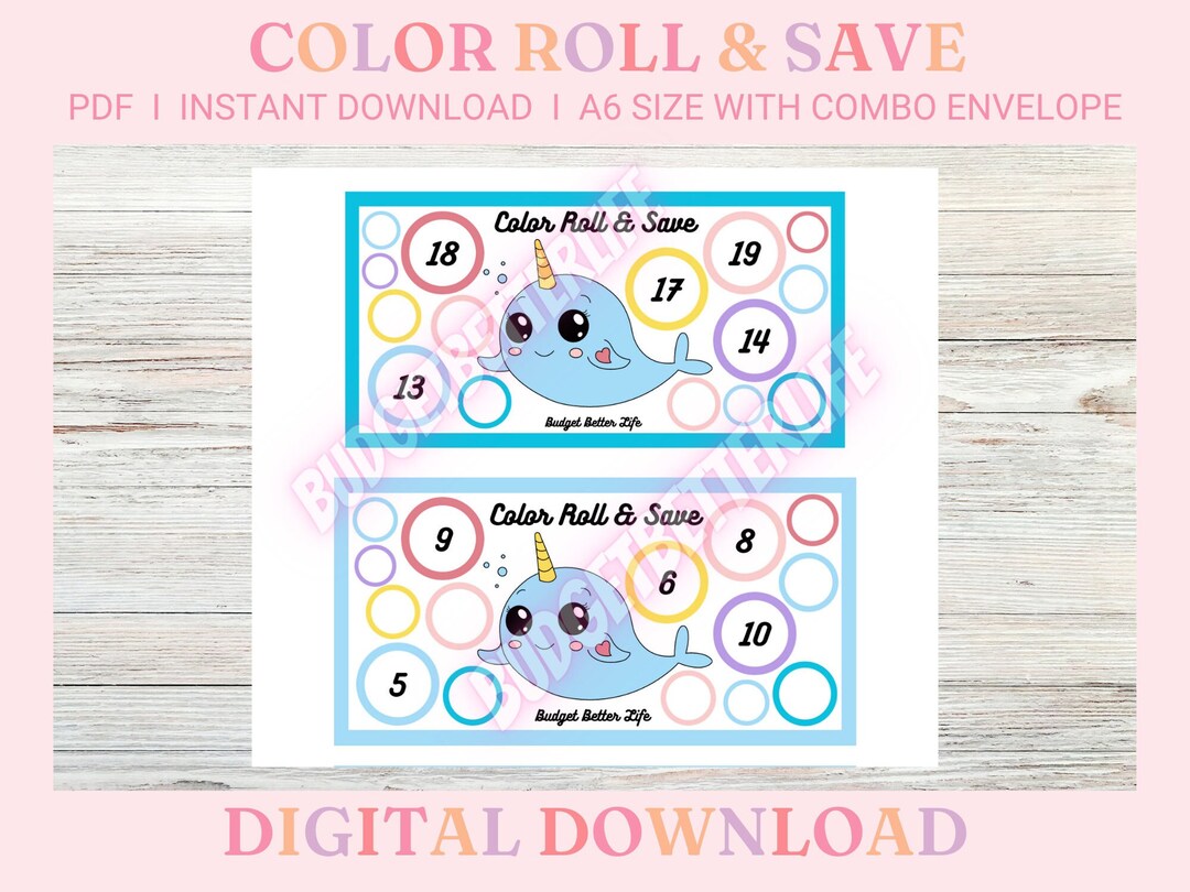 Narwhal Color Roll & Save! Digital Download! Two A6 Size Savings ...