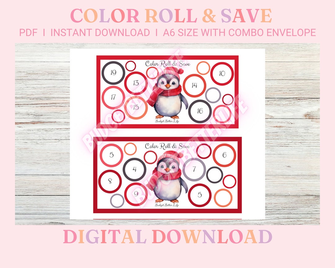 Christmas Penguin Color Roll & Save! Digital Download W/ Two A6 Size ...