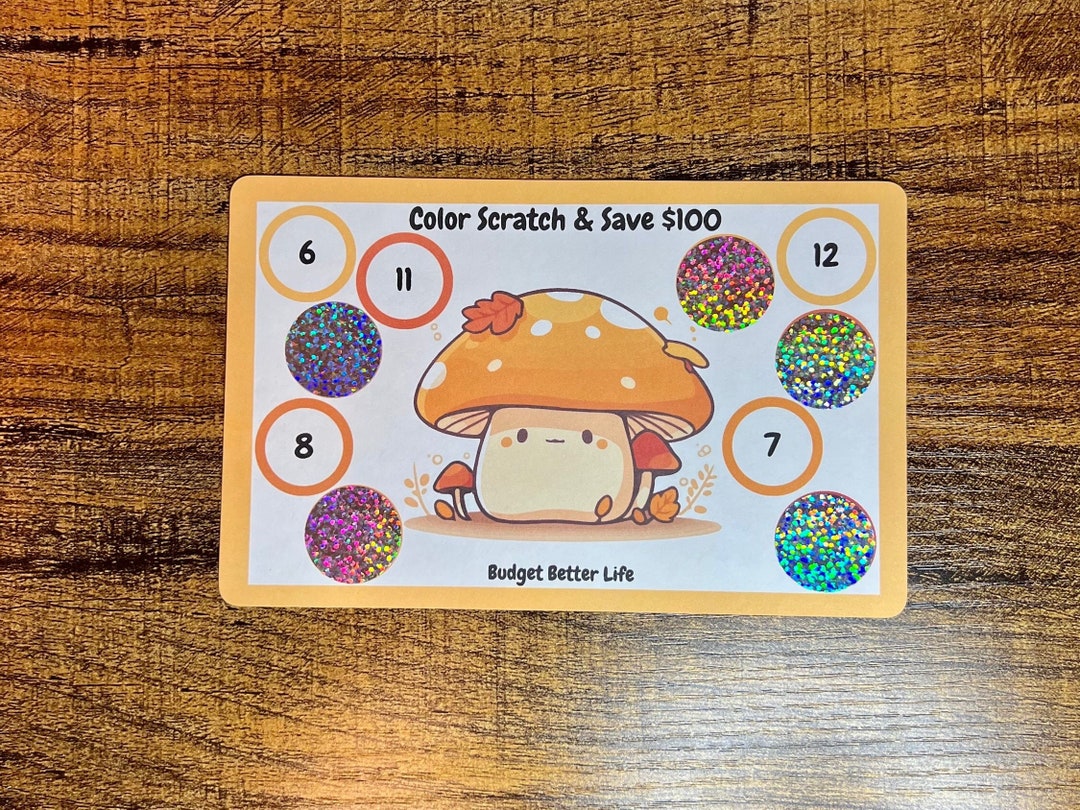 Color Scratch & Save Challenge! Fall Fungi 50 or 75, Savings Scratch ...