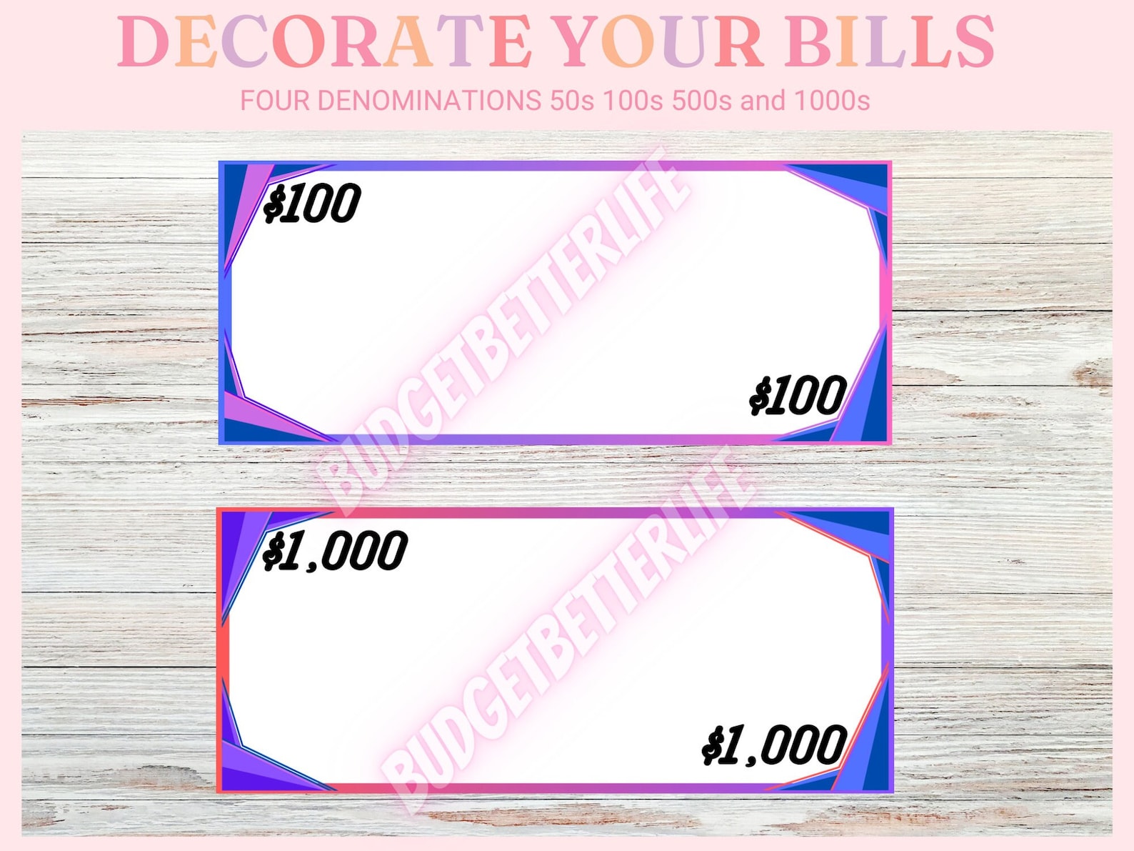 Printable Prop Money, Decorate Your Own Prop Money, Dollar Bill Size ...
