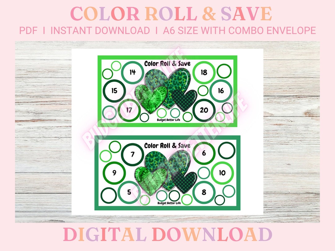 March Hearts Color Roll & Save! Digital Download! Two A6 Size Savings ...