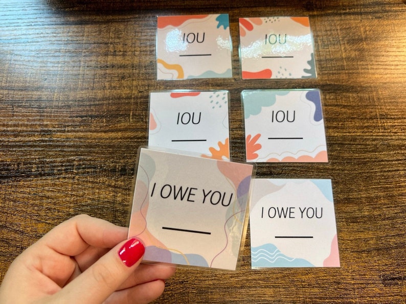 Laminated IOU Card Bundle I Owe You Slips IOU Placeholders - Etsy