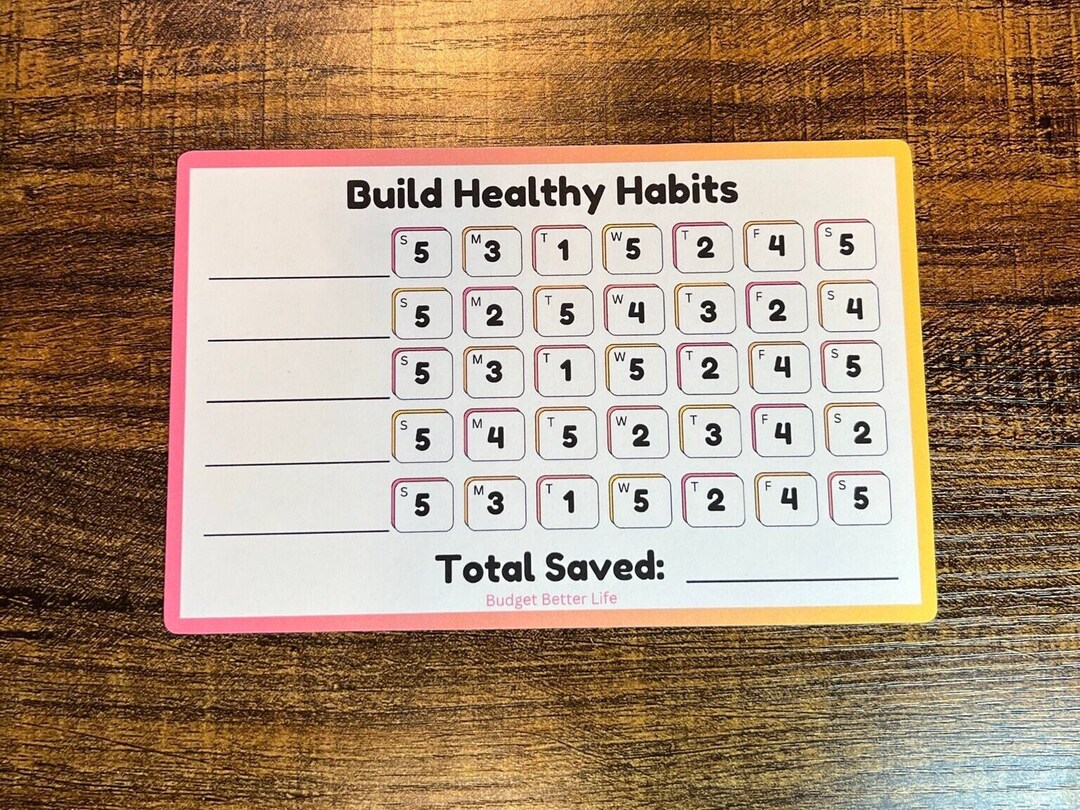 Build Healthy Habits Challenge A5 Size Savings Challenge, Choose From ...
