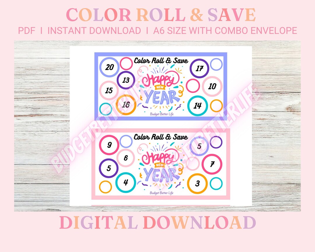 Happy New Year Color Roll & Save! Digital Download W/ Two A6 Size ...