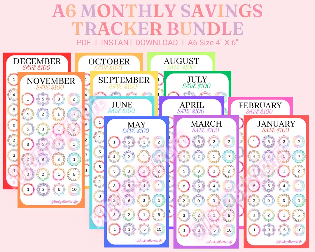 12 Month Savings Challenge Bundle! Digital Download Monthly Savings ...