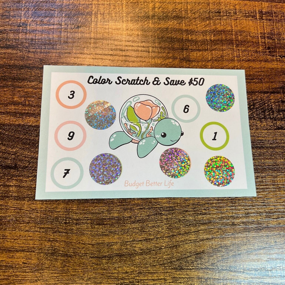 Color Scratch & Save Turtle Challenge! Save 50 or 75, Savings Scratch ...