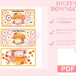 Fall Mushroom Color Roll & Save! Digital Download! Two A6 Size Savings ...
