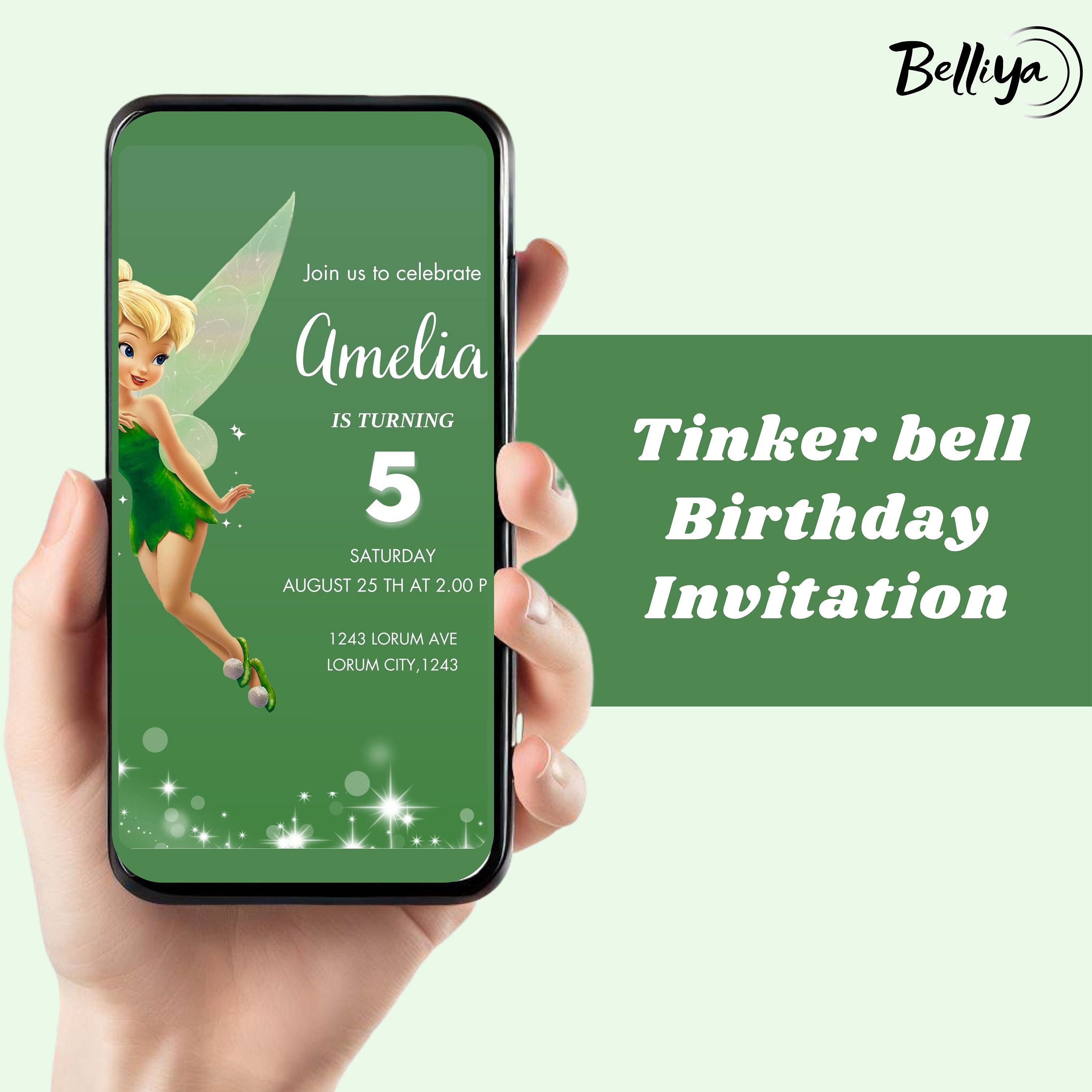 Tinkerbell Printable Birthday Invitation Tinker Bell Etsy