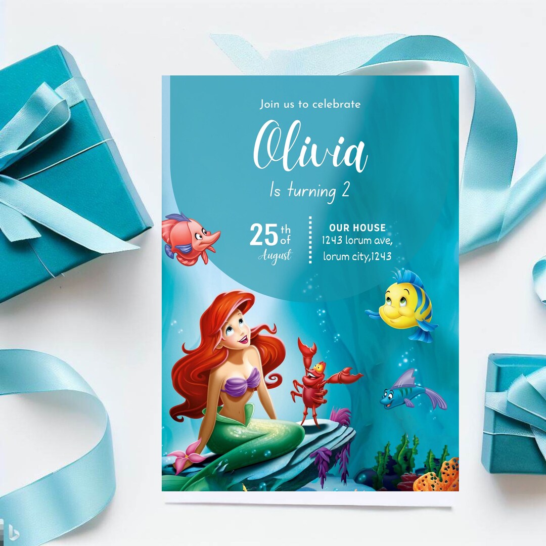 Birthday Mermaid Invitation Card Animated Card Digital - Etsy