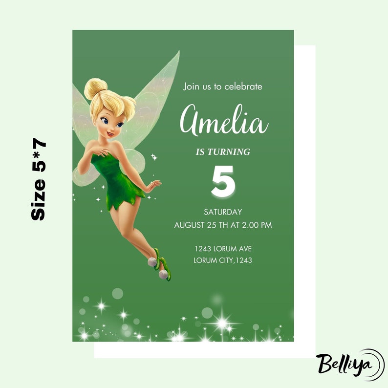 Tinkerbell Printable Birthday Invitation Tinker Bell Etsy