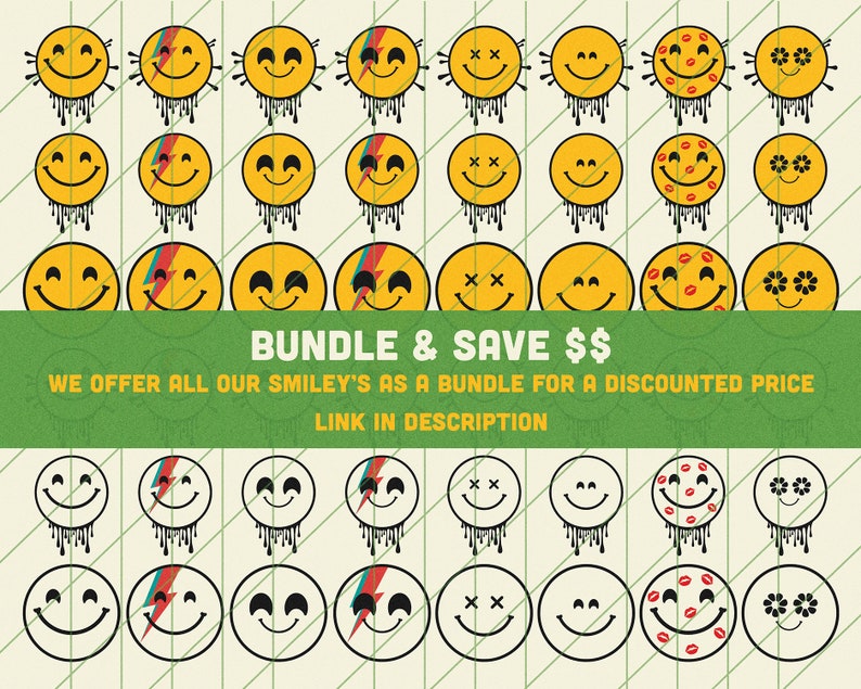 Retro Alien Smiley Face Pack 6 Custom SVG & PNG Cut File Variations ...