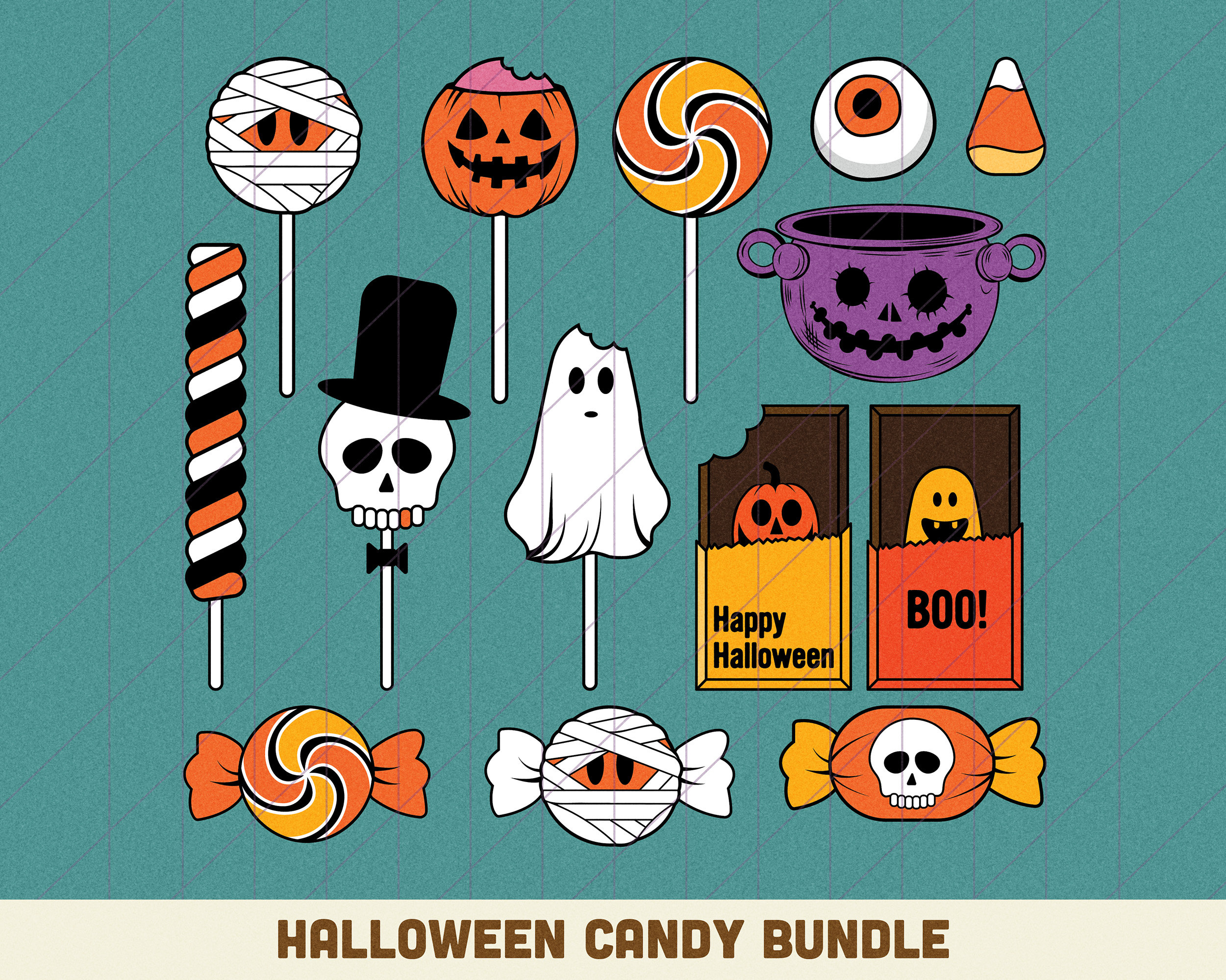 Retro Halloween Candy SVG/PNG Clipart Bundle. Cut Files Perfect for ...
