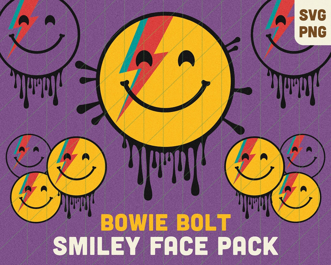 David Bowie Smiley Face Pack 6 Custom SVG & PNG Cut File Variations ...