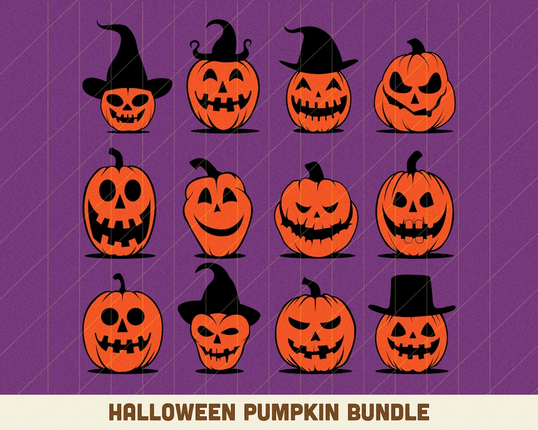 Halloween Pumpkin SVG/PNG Clipart Bundle. Jack O Lantern Cut Files ...