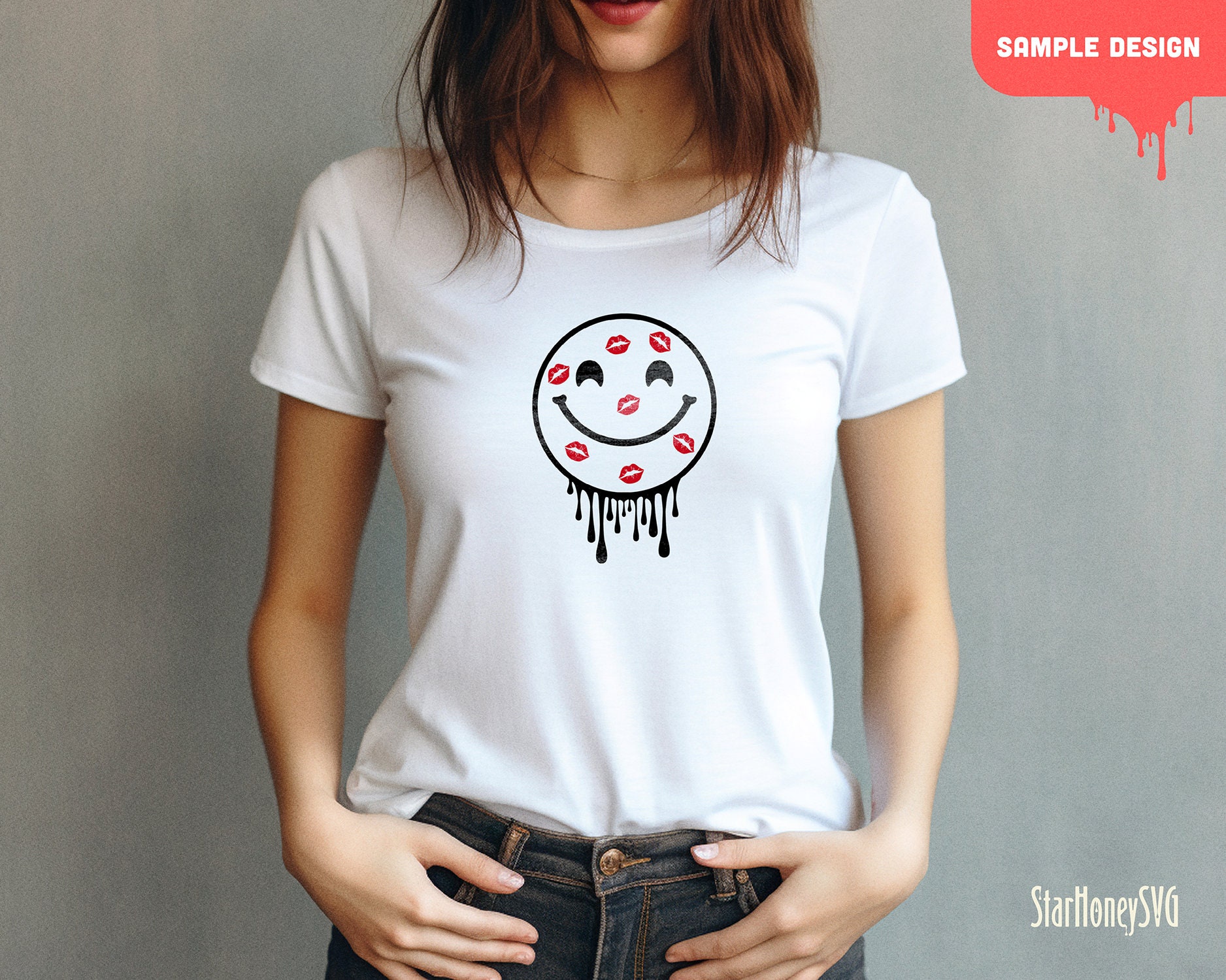 Kiss Smiley Face Pack 6 Custom SVG & PNG Cut File Variations, Perfect ...