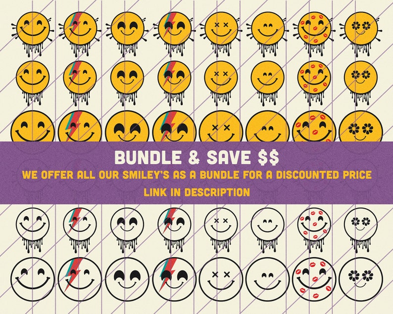 David Bowie Smiley Face Pack 6 Custom SVG & PNG Cut File Variations ...