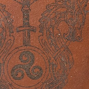 Trivet 6”x6” "berserk" Nordic, Viking, Two Horses, Sword, Triskelion ...