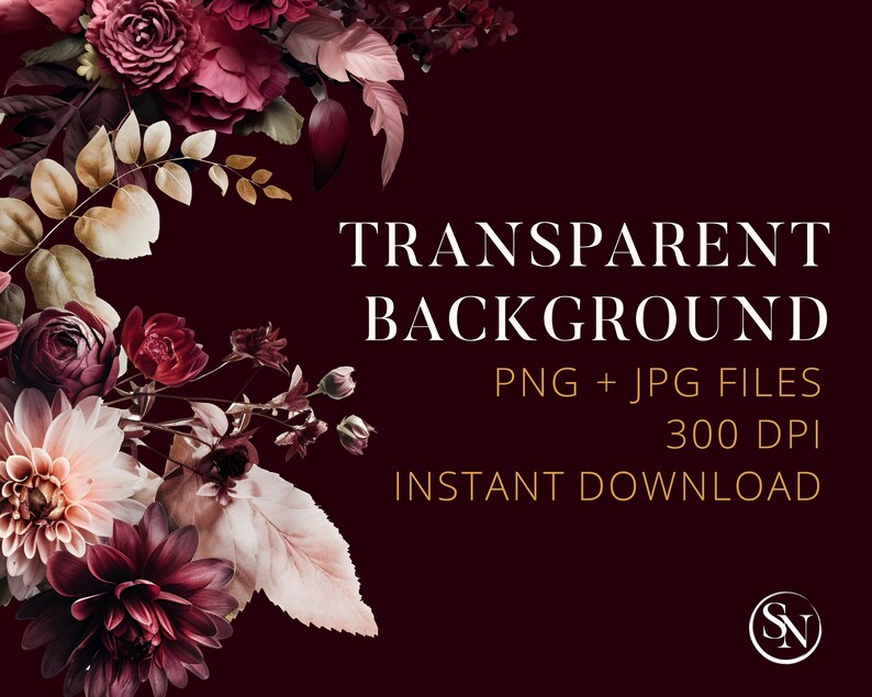 Burgundy Flowers - Clipart for Templates and Stationary- Transparent ...