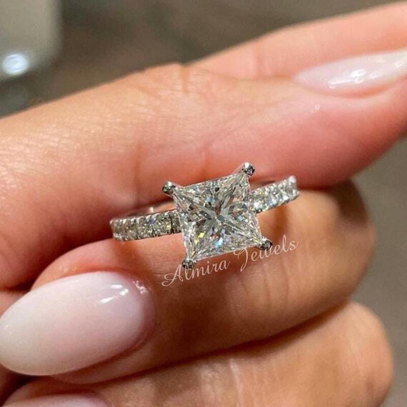 Princess Cut Solitaire Ring - Etsy