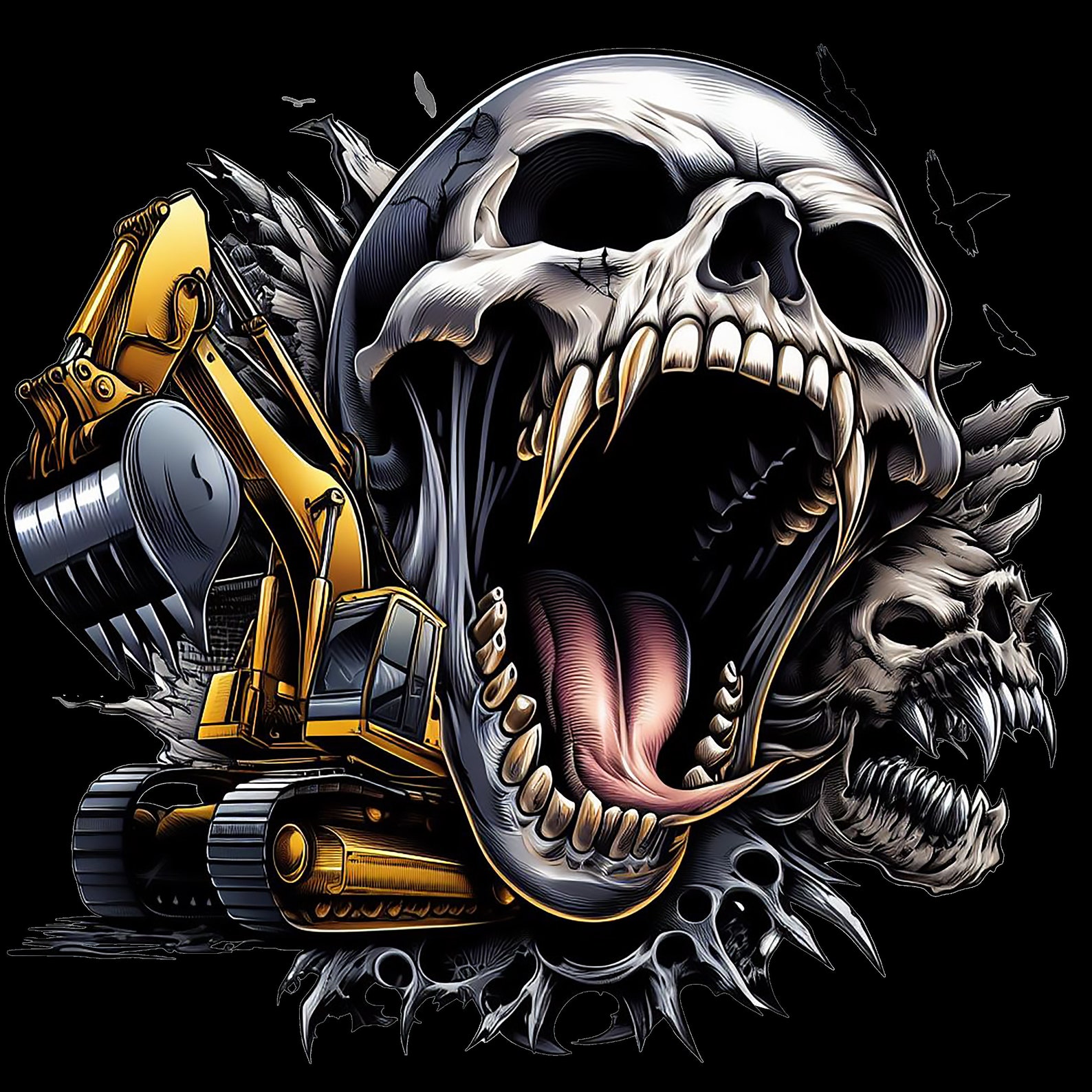 Angry Skull Bulldozer Operator Shirt – Heavy Equipment Skull Graphic ...