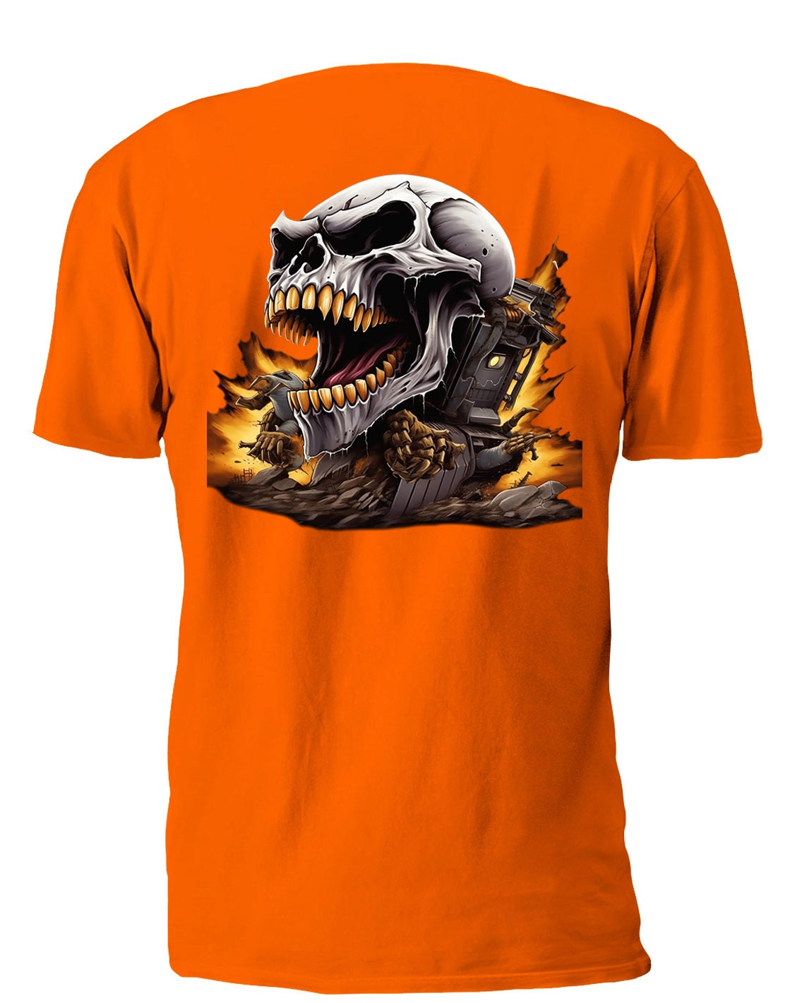 Bulldozer Skull Shirt – Construction Equipment Skull Graphic Tee ...