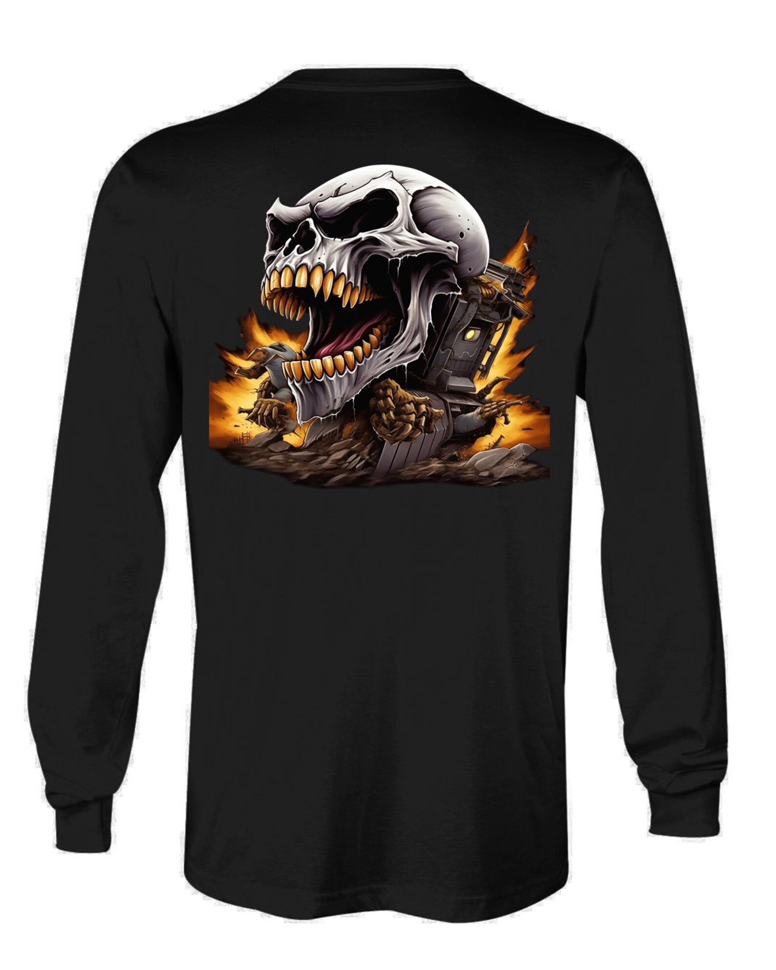 Bulldozer Skull Shirt – Construction Equipment Skull Graphic Tee ...