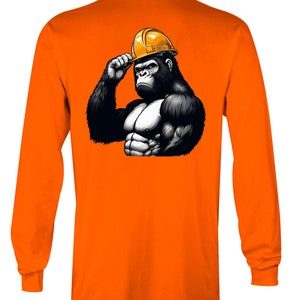 Construction Worker Ape Shirt - Gorilla Builder T-shirt - Funny ...