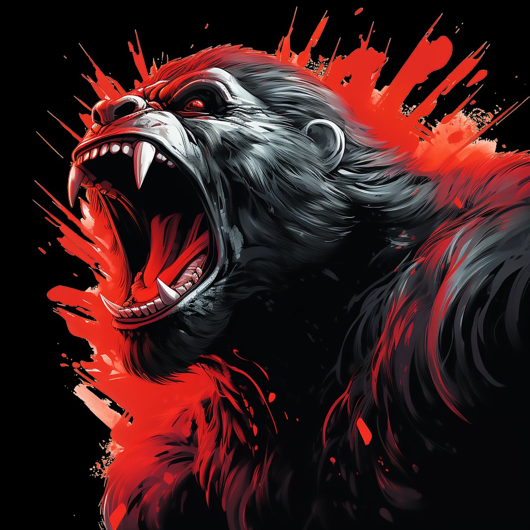 Angry Ape Face T-shirt 4 – Fierce Gorilla Graphic Hoodie, Longsleeve ...