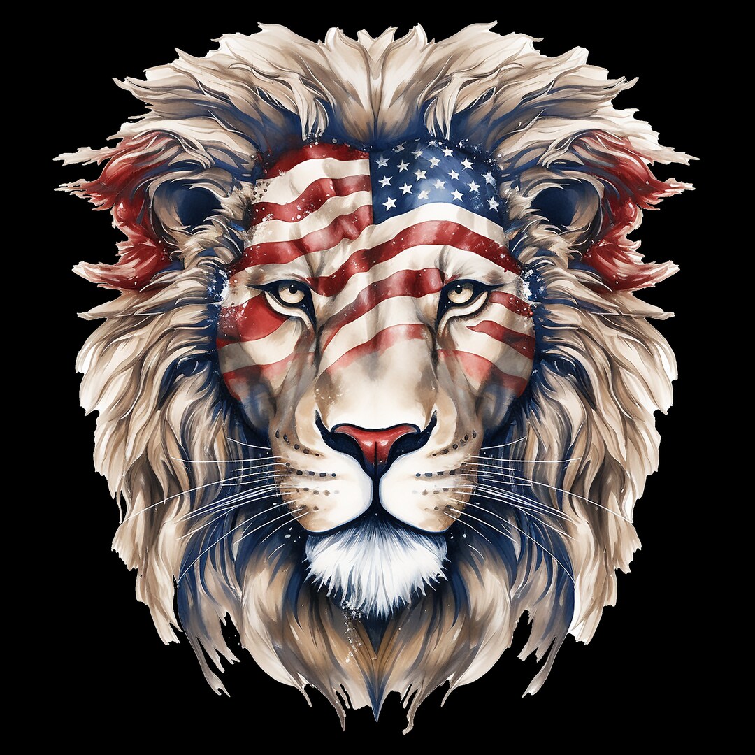 American Flag Lion Head 2 - Etsy