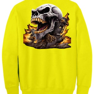 Bulldozer Skull Shirt – Construction Equipment Skull Graphic Tee ...