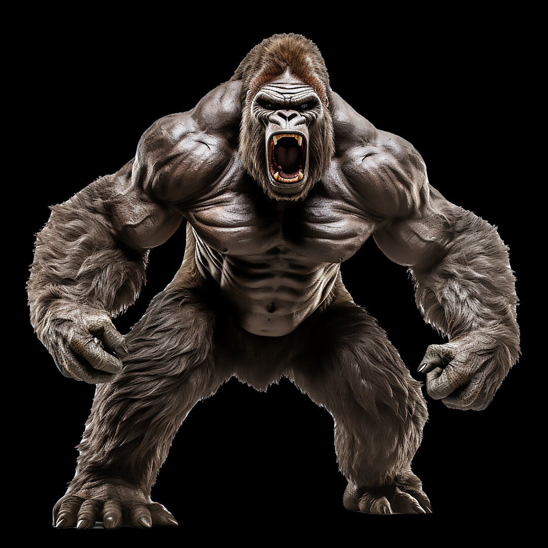 Angry Ape T-shirt 3 – Full Body Roaring Gorilla Graphic Tee - Jungle ...