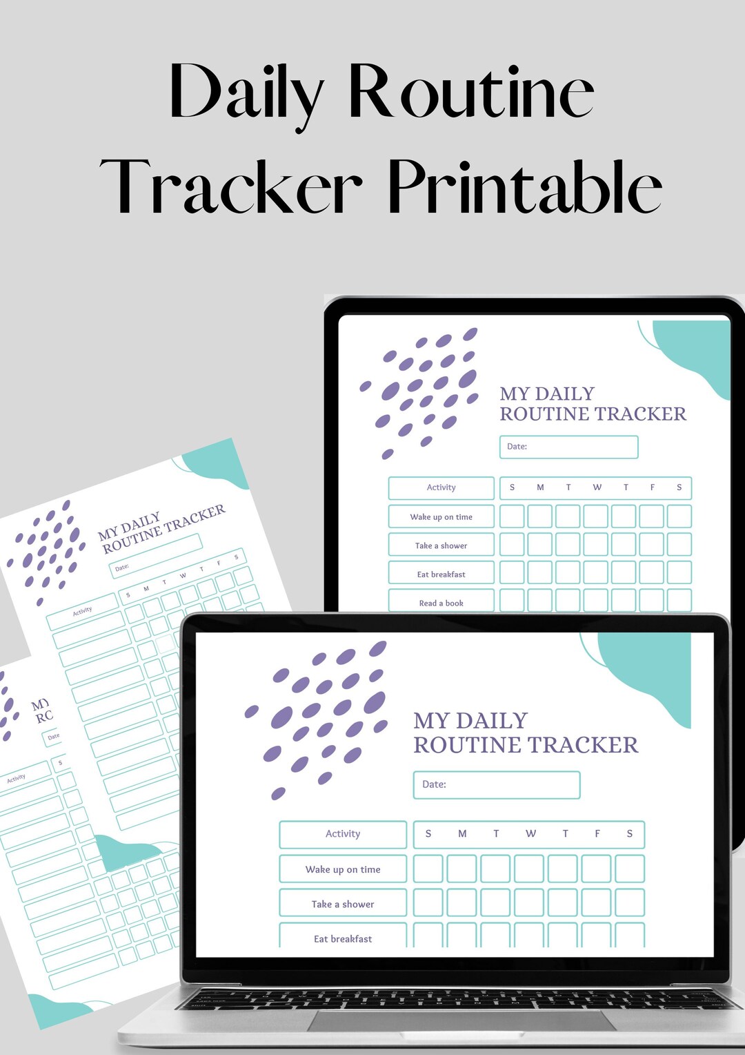 Blue Daily Routine Tracker - Etsy