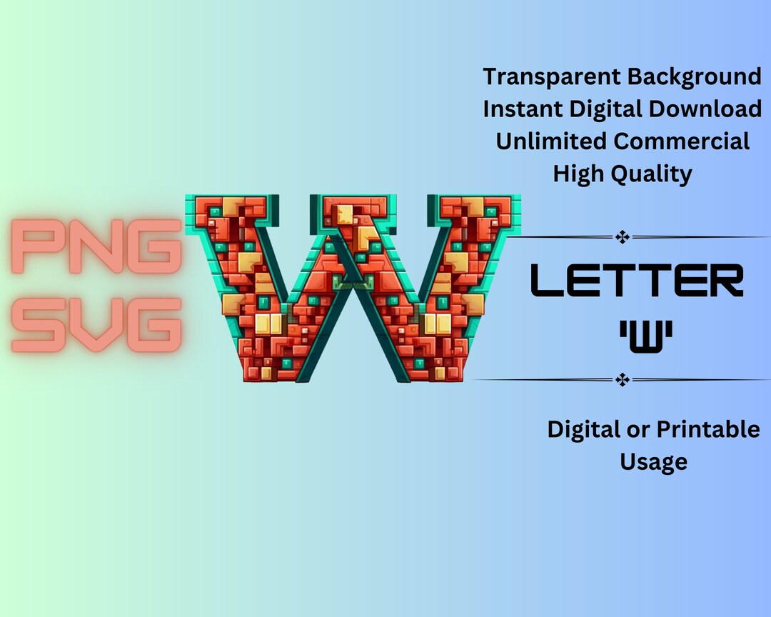 Letter W Clipart Png Creative Letter W Clipart Svg Alphabet - Etsy