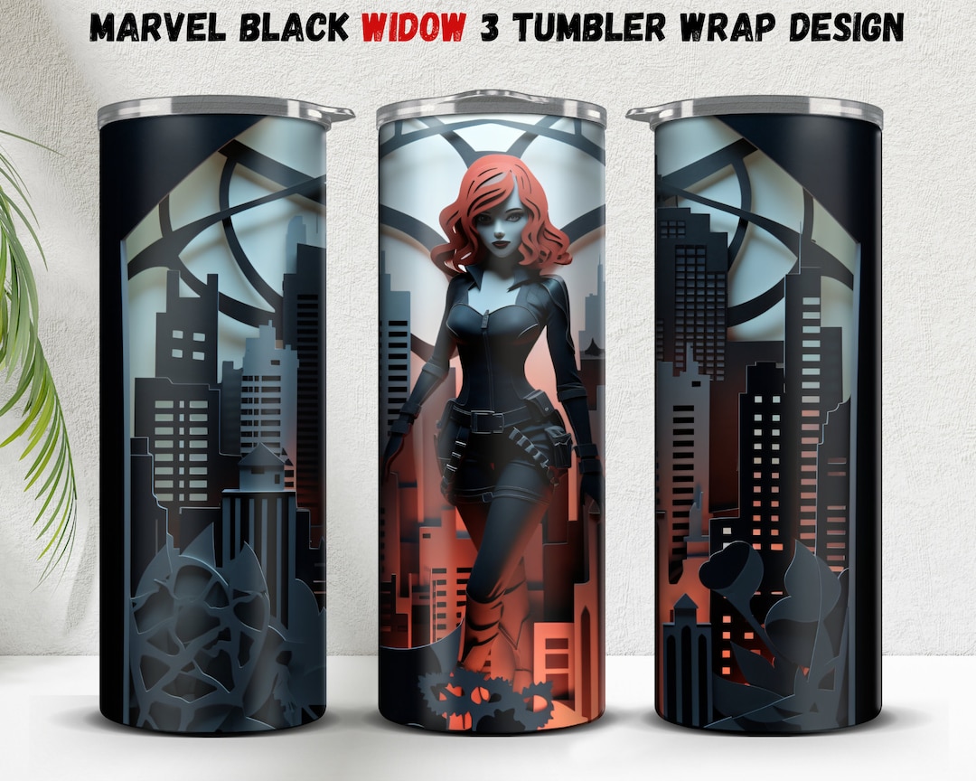 Marvel Black Widow 20oz Skinny Tumbler Sublimation Design Straight ...
